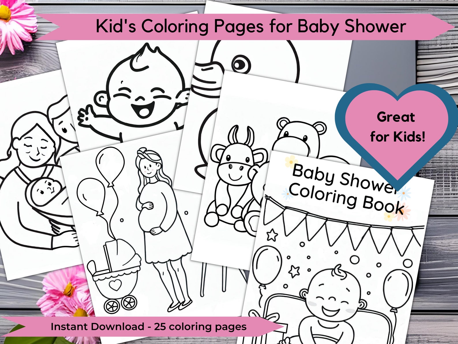 Baby Shower Coloring Book, Baby Shower Coloring Pages, Baby Shower ...