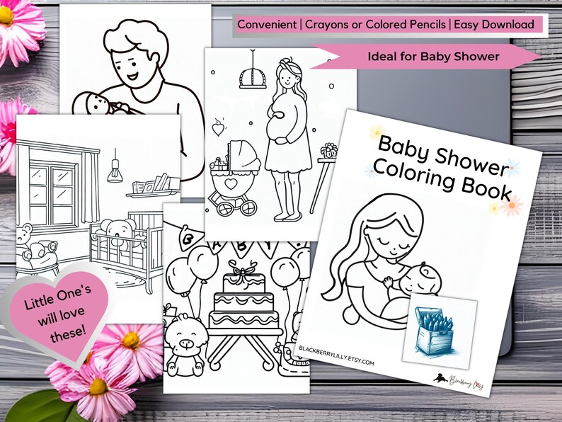 Baby Shower Coloring Book Baby Shower Coloring Pages Activity - Etsy