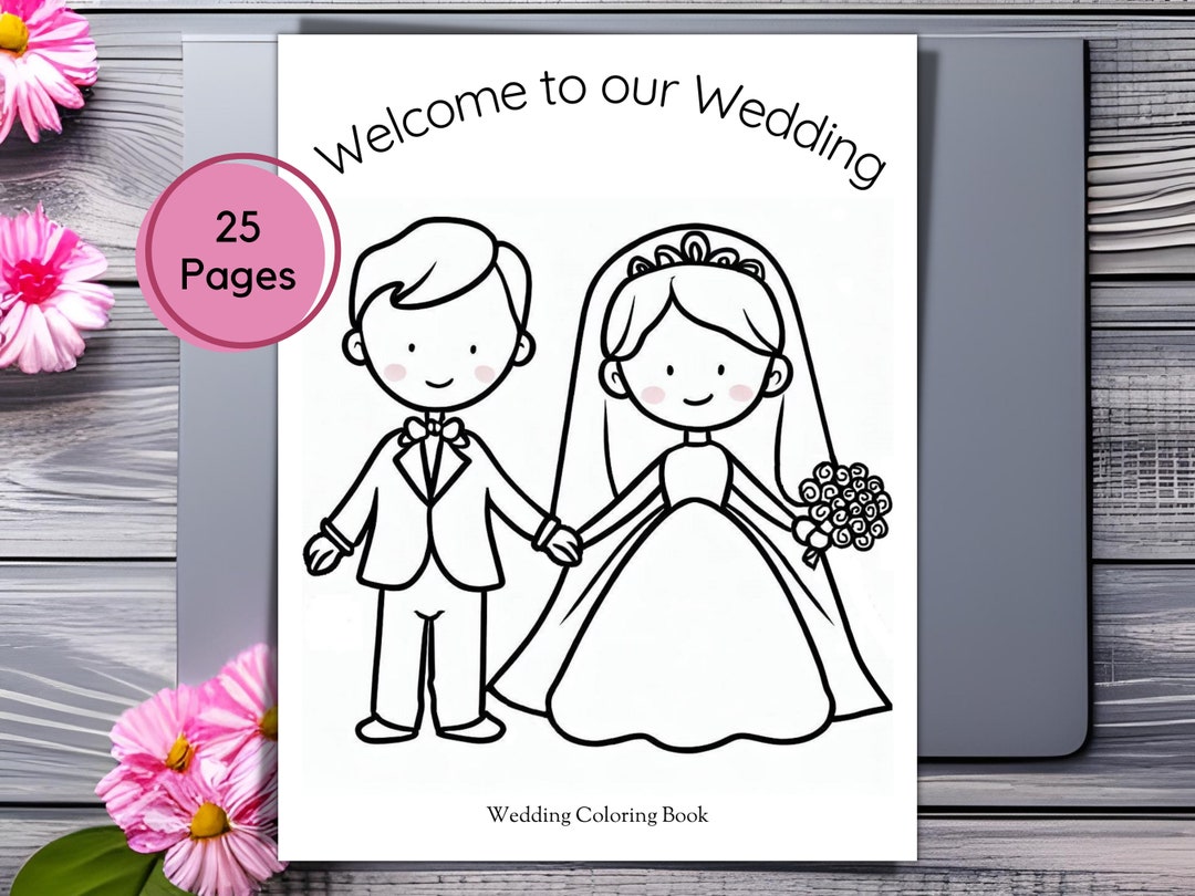 Wedding Coloring Book, Wedding Coloring Pages, Kids Rehearsal Dinner ...