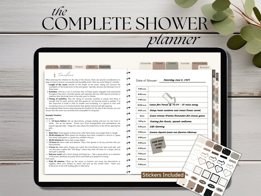 Digital Shower Planner Baby Shower Bridal Shower Engagement Party ...
