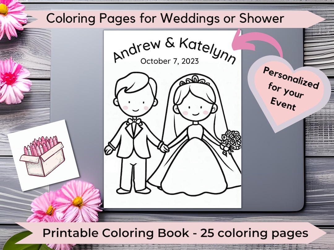 Wedding Coloring Book Wedding Coloring Pages Kid Wedding - Etsy