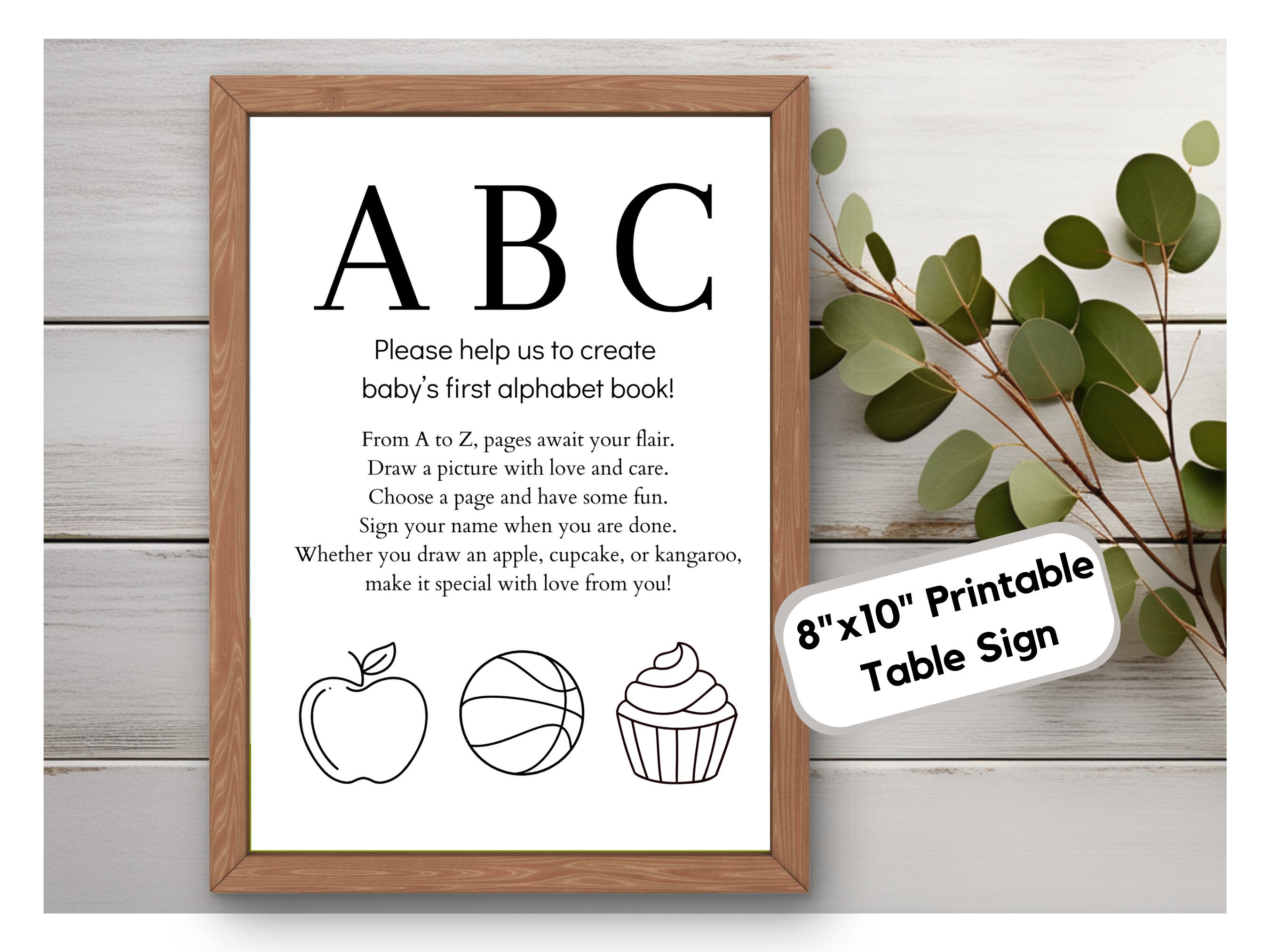 Blank ABC Book Baby Shower, ABC Baby Shower Coloring Book, Alphabet ...