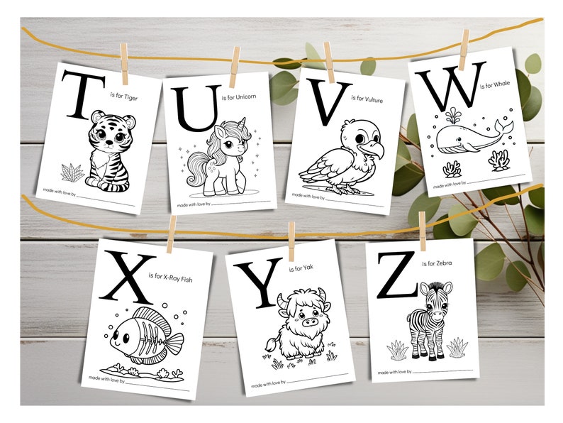 ABC Baby Shower Coloring Book, ABC Coloring Book, Alphabet Coloring ...
