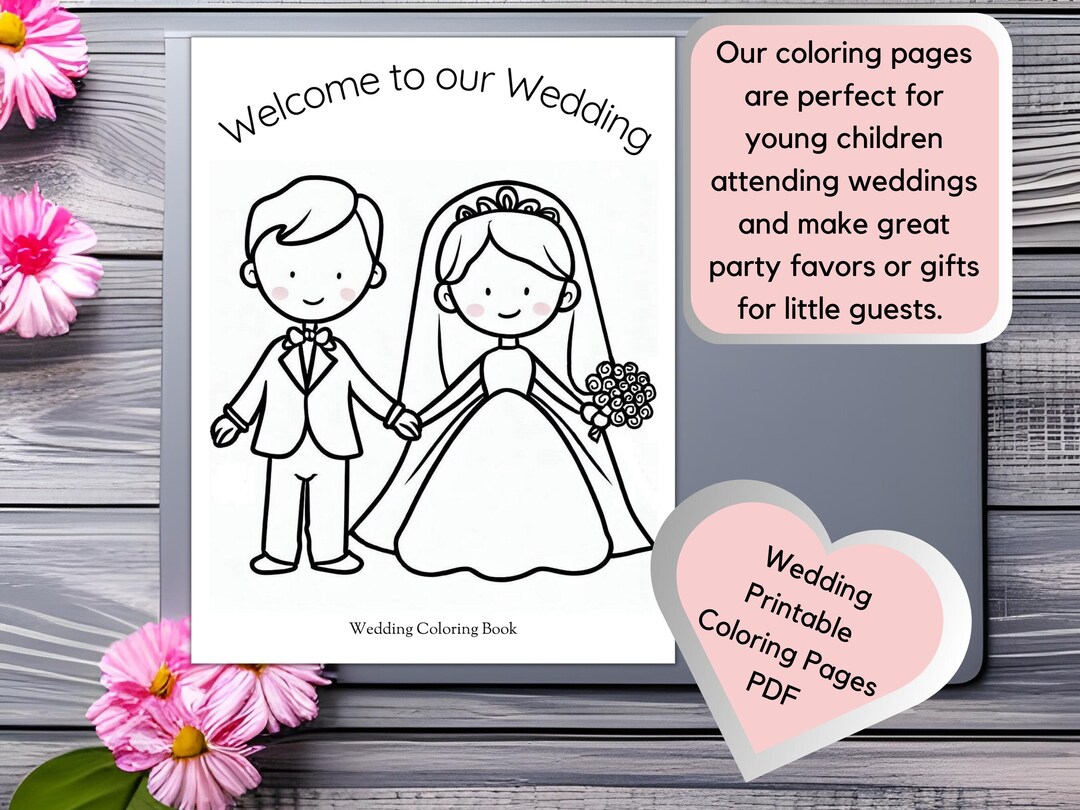 Wedding Coloring Book Wedding Coloring Pages Kids Rehearsal - Etsy