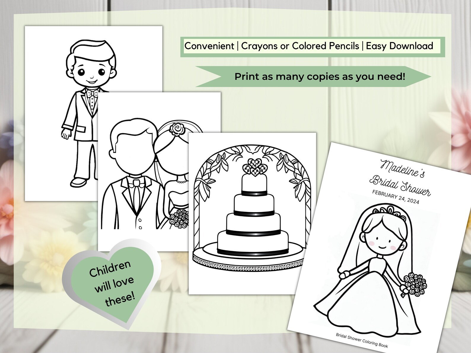 Bridal Shower Coloring Book, Bridal Shower Coloring Page, Kid Shower ...