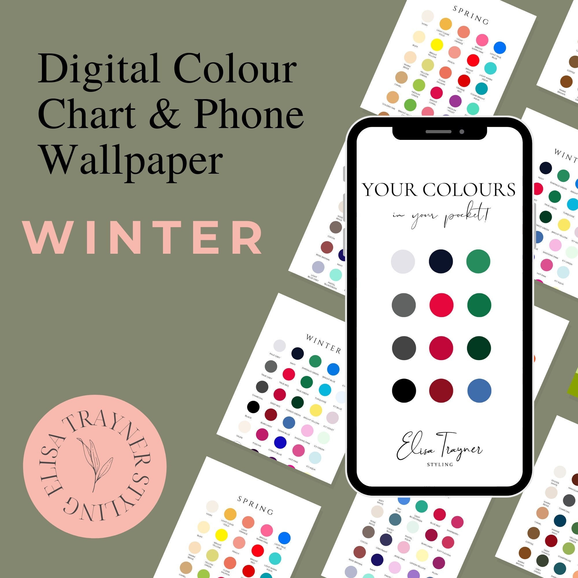 Digital Colour Chart & Phone Screen Saver, Winter Colour Palette ...