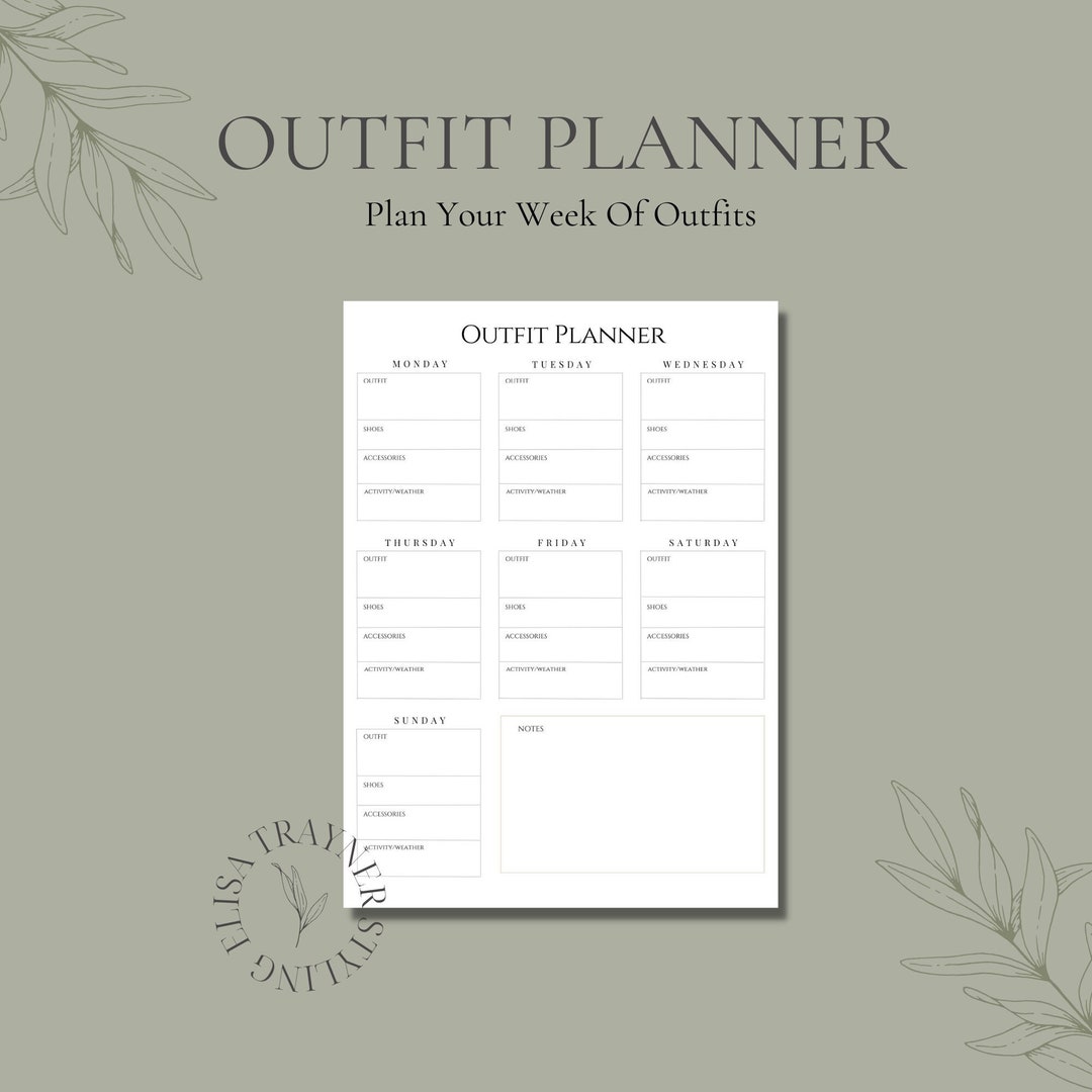 Weekly Outfit Planner A4, Clothes Planner, What to Wear, Planner ...