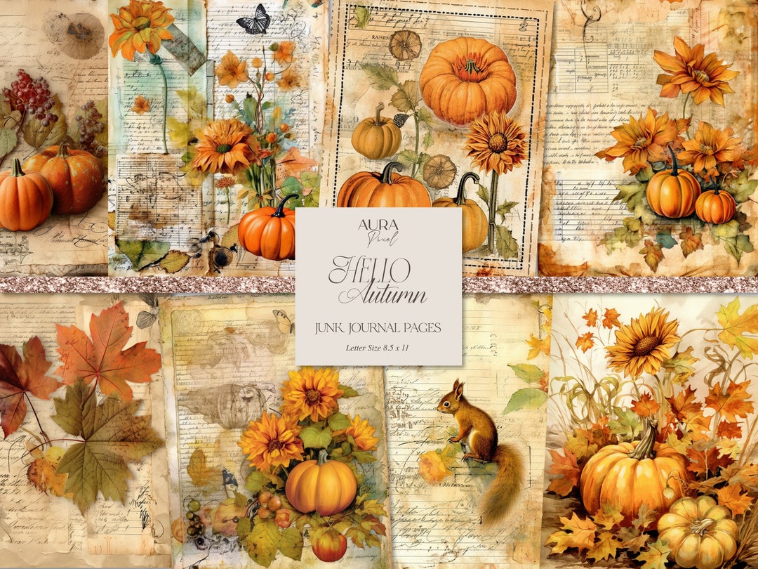 Autumn Junk Journal Kit Fall Junk Journal Pages Autumnjunk - Etsy