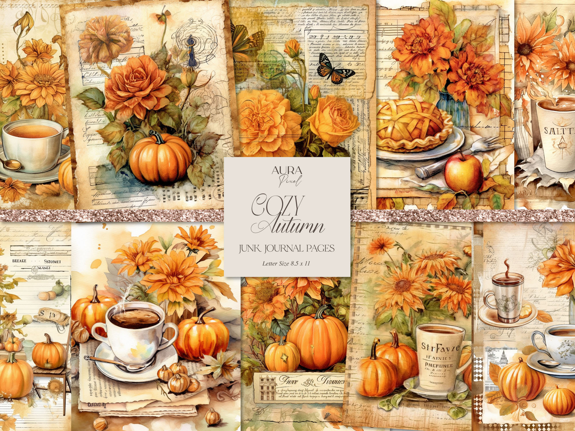 Cozy Autumn Junk Journal Kit, Coffee Fall Junk Journal Pages ...