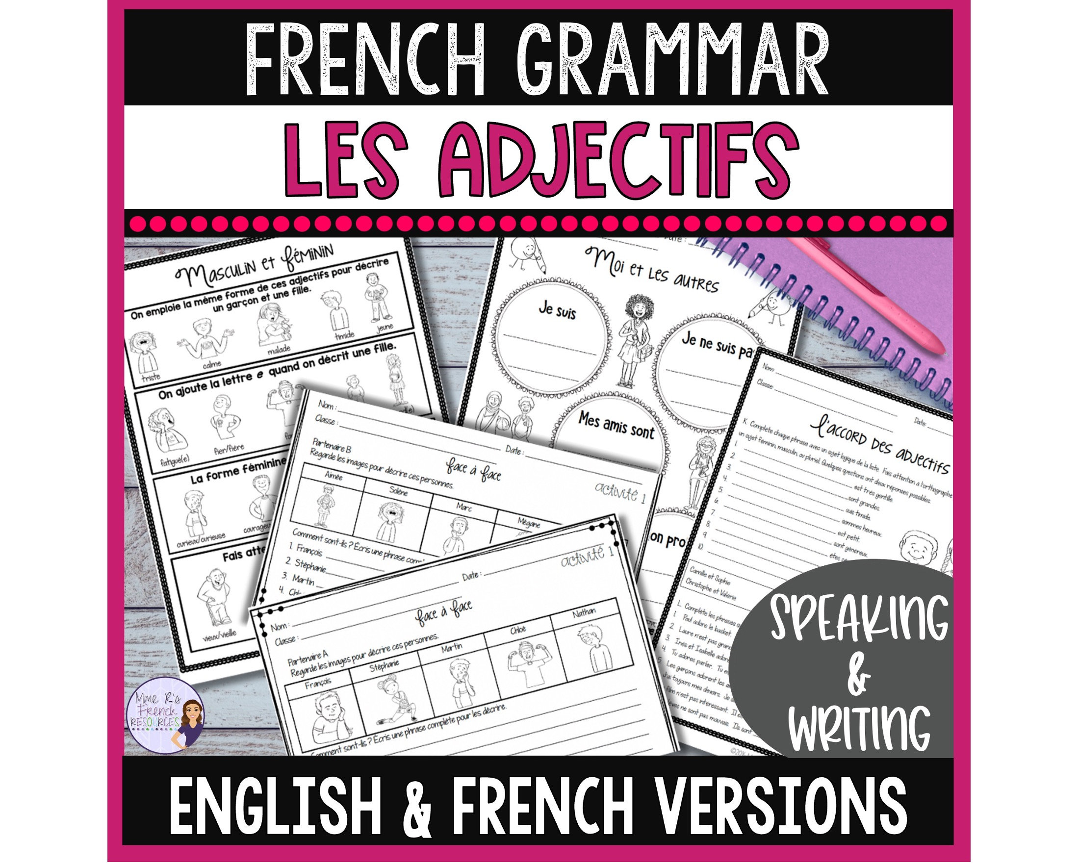 French Worksheets: French Adjectives Digital Resource, French Learning ...