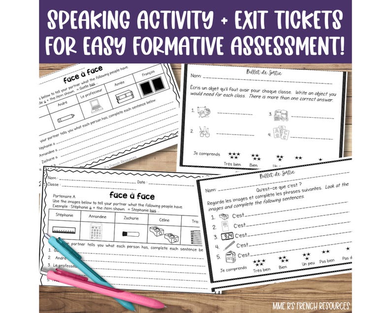 French School Supplies Worksheets for Beginning French Students - Etsy