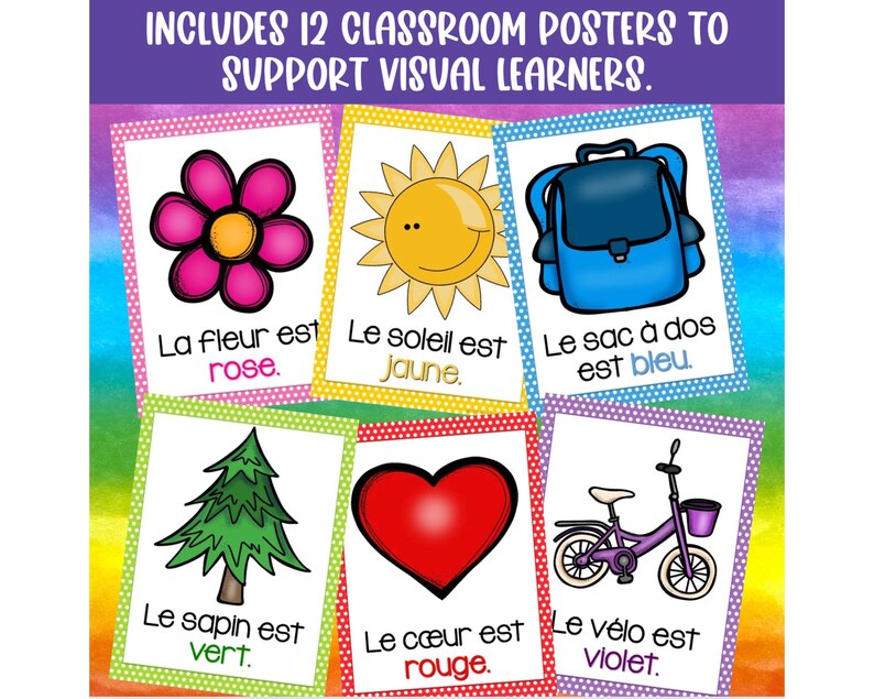 French Worksheets: French Colors Vocabulary, French Class Colors ...