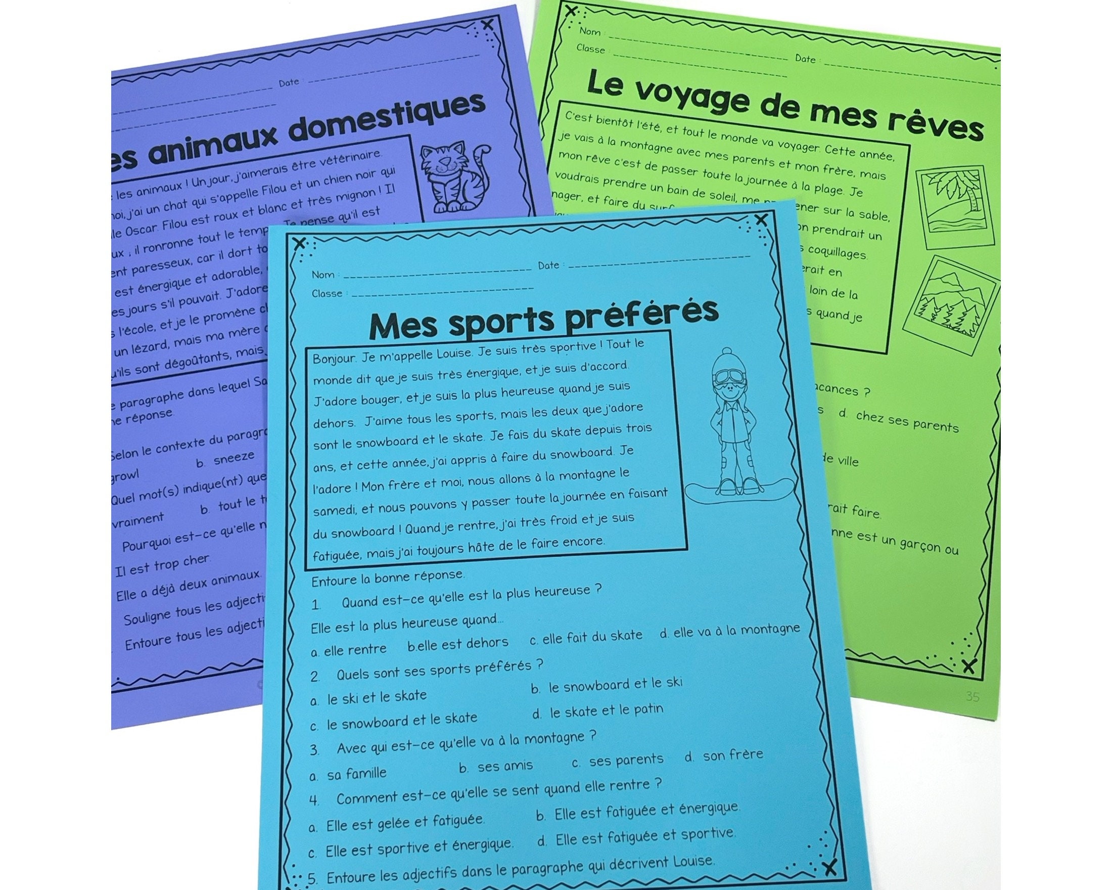 French Reading Comprehension Worksheets Reading Activities - Etsy