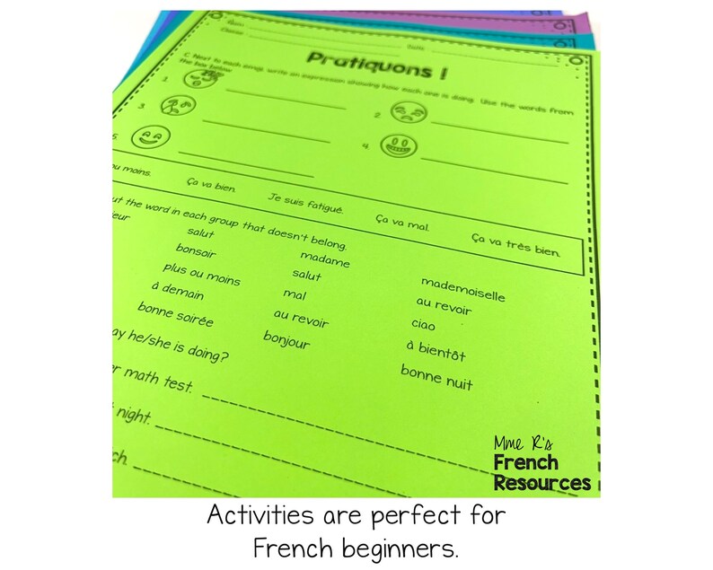 French Worksheets : Greetings Vocabulary and Speaking Activities ...
