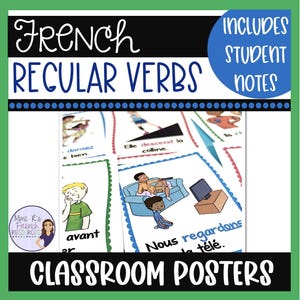 French Verb Posters for Regular ER, IR, RE Verbs : Printable French ...
