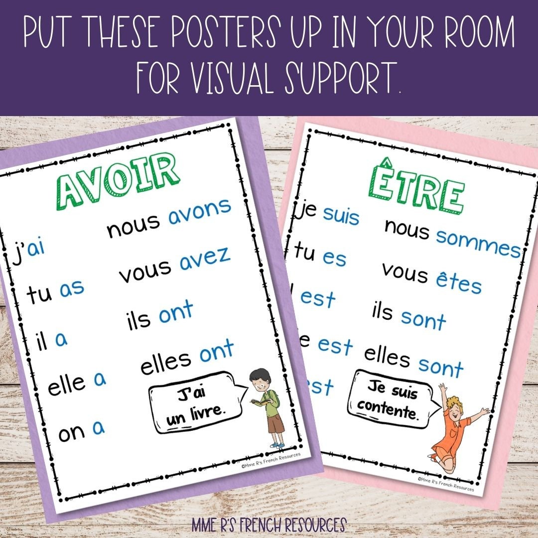 French Worksheets: Avoir & être Present Tense French Verb Conjugation ...