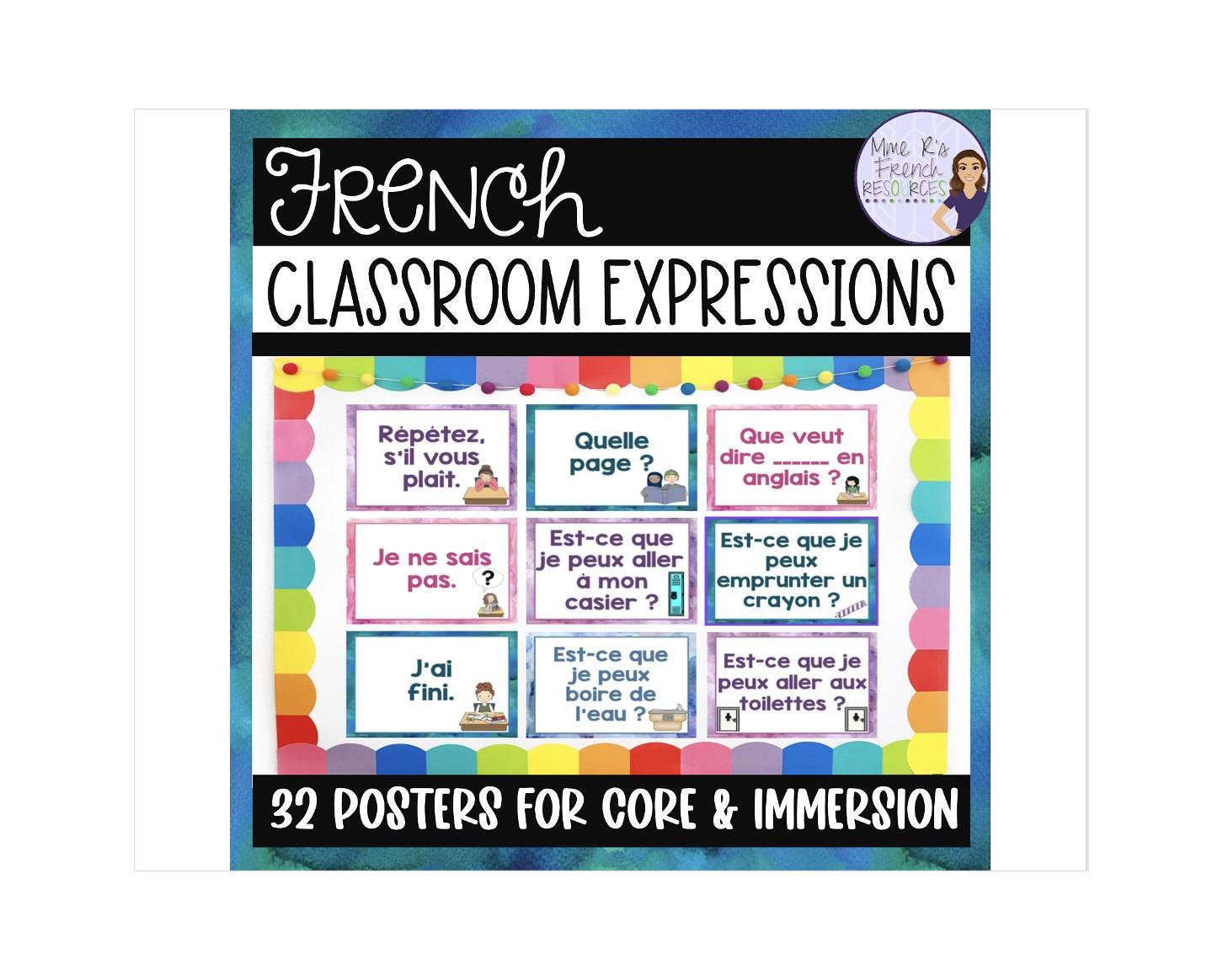 French Classroom Expressions Posters: Core & Immersion (digital ...
