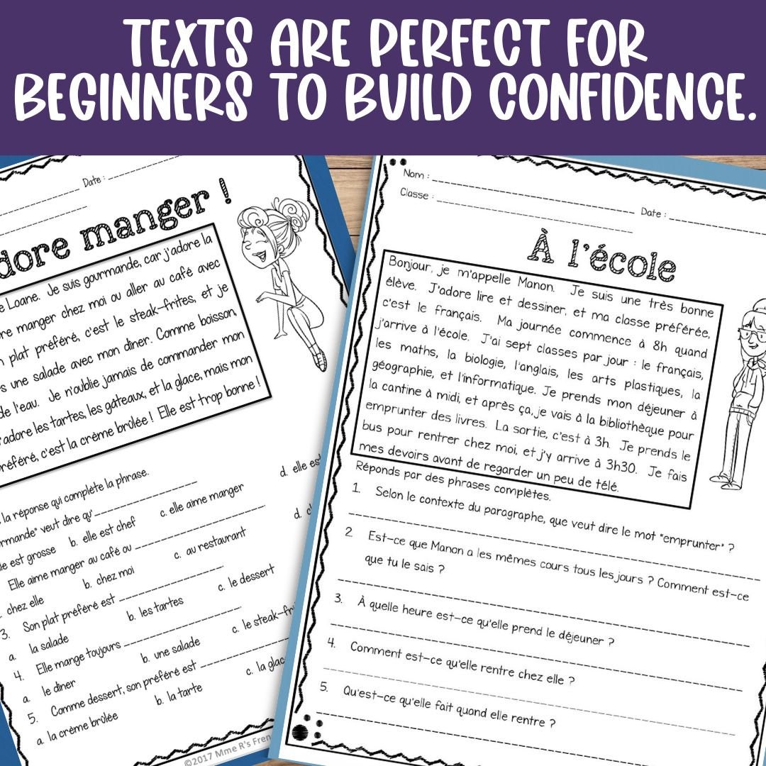 French Reading Comprehension Activities, French Texts for Beginners ...