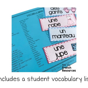 French Clothing Vocabulary Word Wall Cards: Classroom Decor (digital ...
