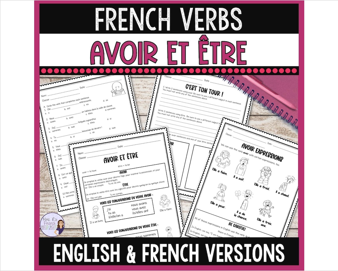 French Worksheets: Avoir & être Present Tense French Verb Conjugation ...