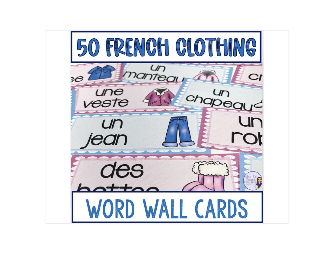 French Clothing Vocabulary Word Wall Cards: Classroom Decor (digital ...