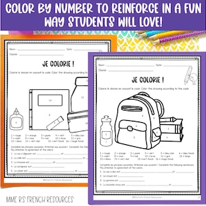 French Worksheets: French Colors Vocabulary, French Class Colors ...