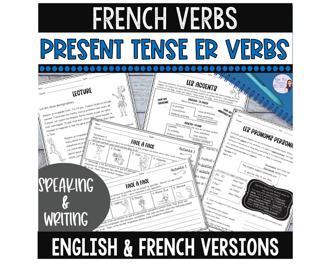 French ER Verbs Worksheets: French Verb Conjugation Activities, Present ...