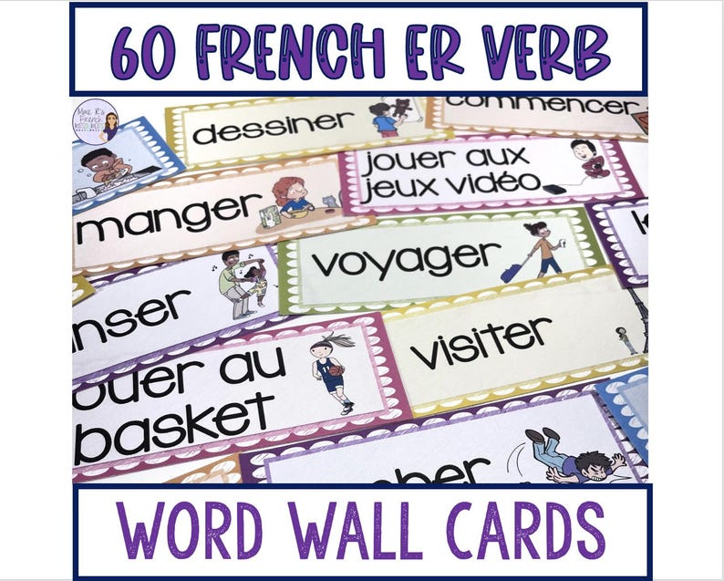 French ER Verbs Word Wall, Classroom Decor, Classroom Bulletin Board ...