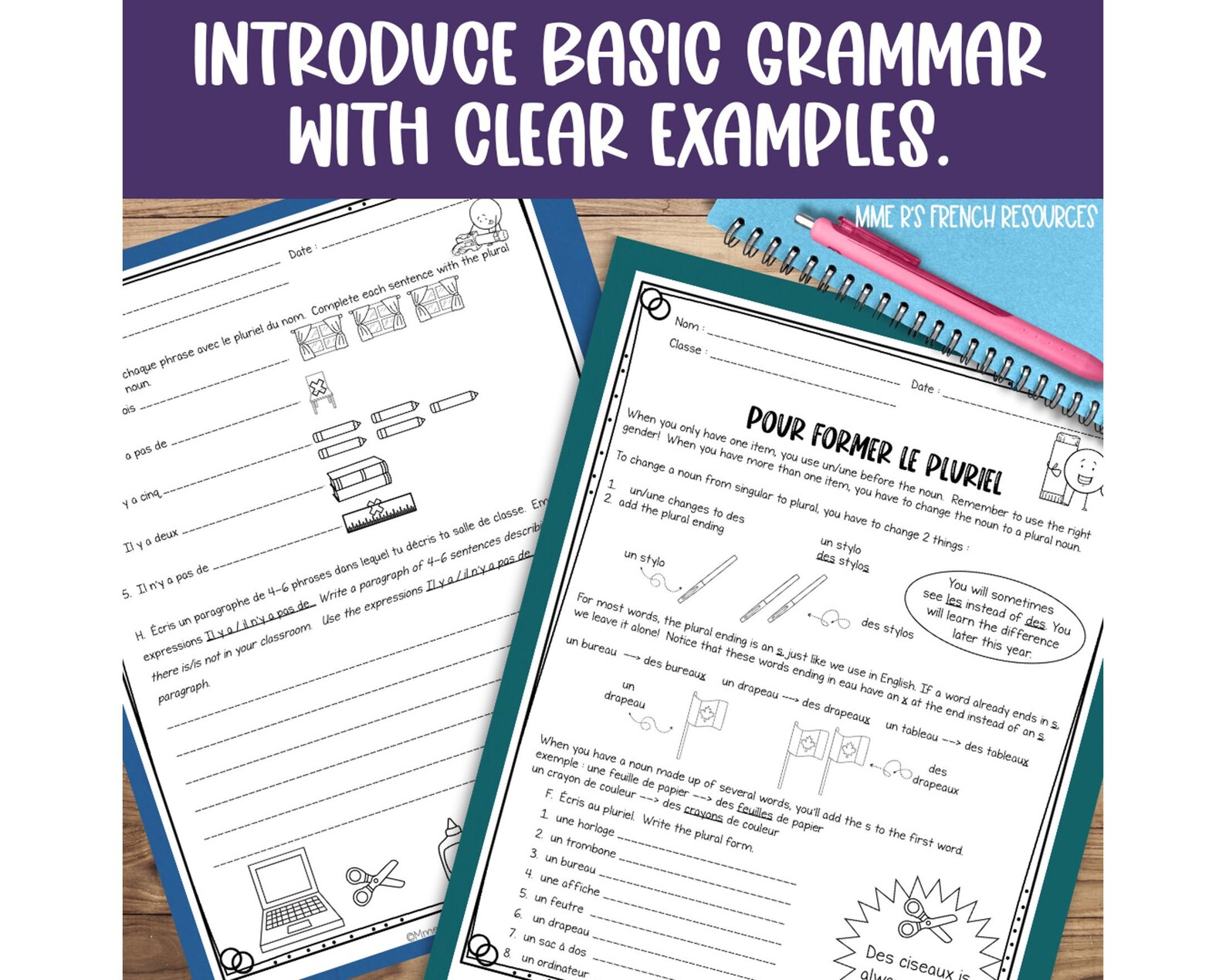 French School Supplies Worksheets for Beginning French Students - Etsy