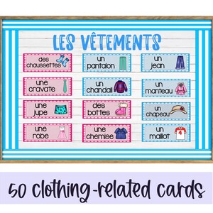 French Clothing Vocabulary Word Wall Cards: Classroom Decor (digital ...