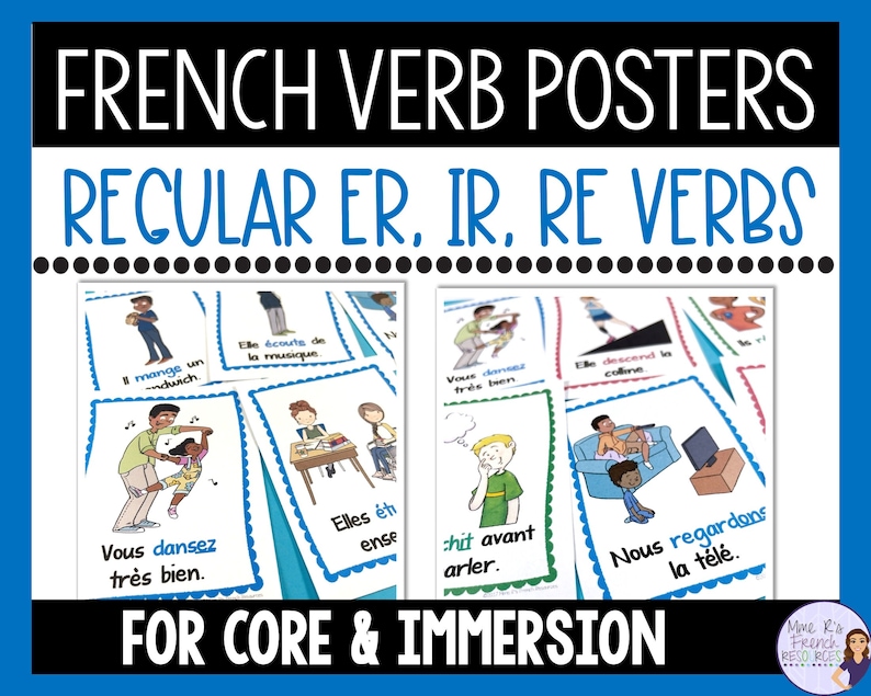 French Verb Posters for Regular ER IR RE Verbs : Printable - Etsy