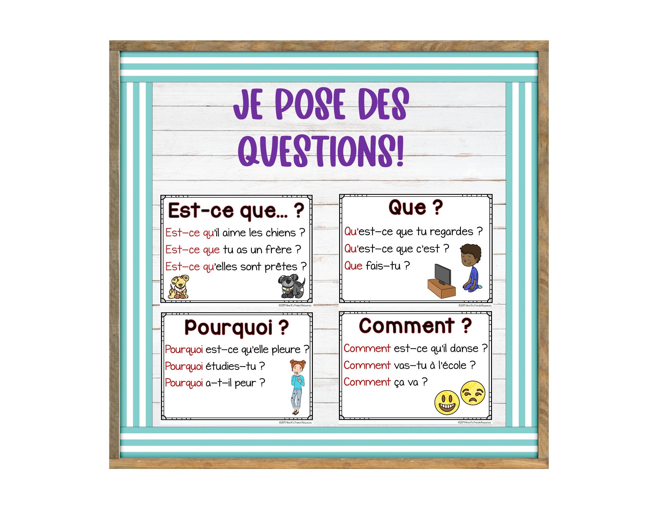 French Question Words Printable Posters, French Classroom Decor, French ...