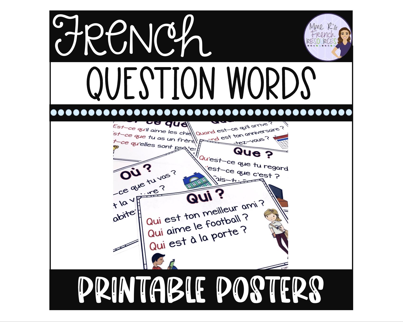 French Question Words Printable Posters, French Classroom Decor, French ...