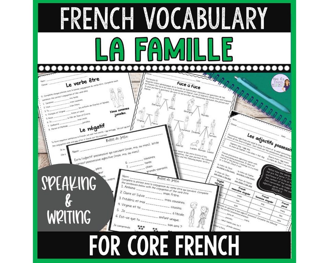 French Family Worksheets, Family Vocabulary, French Lessons for ...