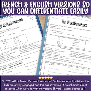 French ER Verbs Worksheets: French Verb Conjugation Activities, Present ...