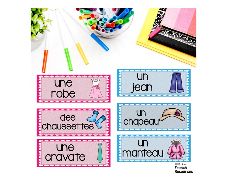 French Clothing Vocabulary Word Wall Cards: Classroom Decor (digital ...