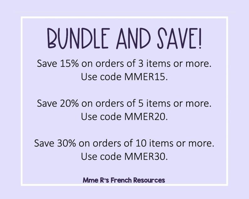 French School Supplies Worksheets for Beginning French Students - Etsy