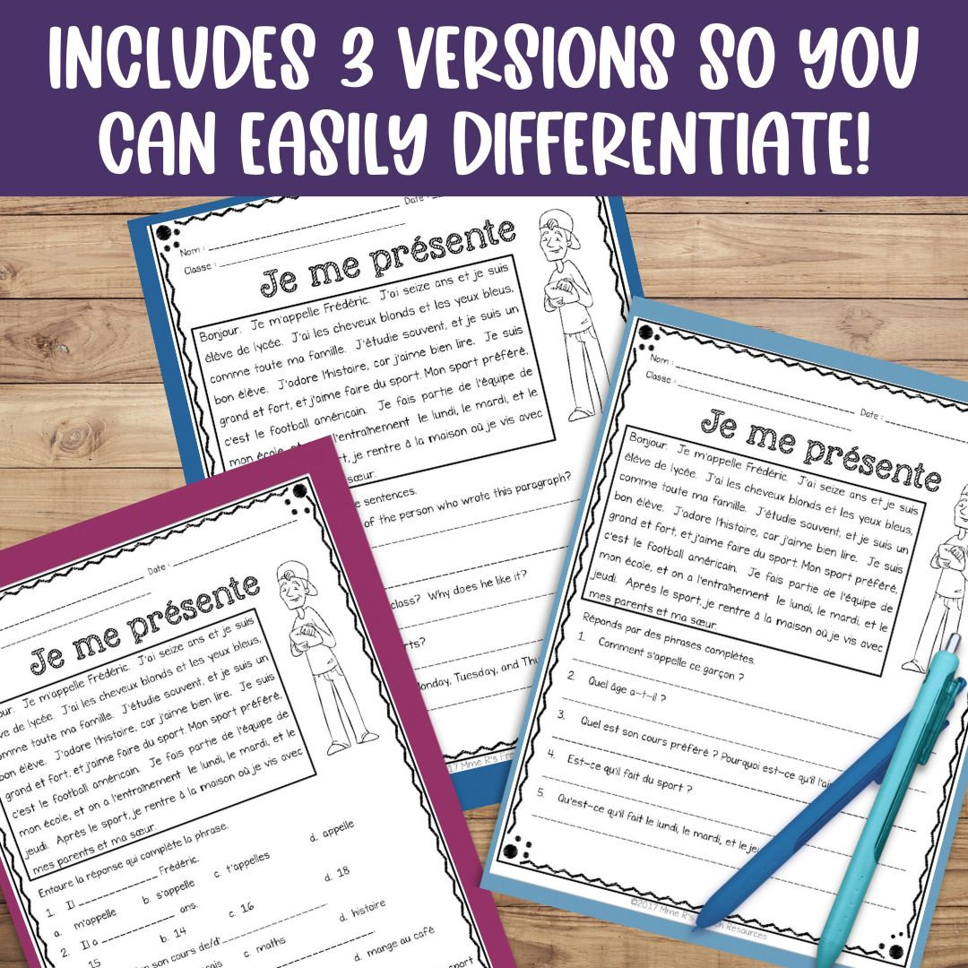 French Reading Comprehension Activities, French Texts for Beginners ...