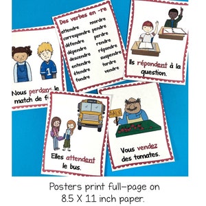 French Verb Posters for Regular ER, IR, RE Verbs : Printable French ...