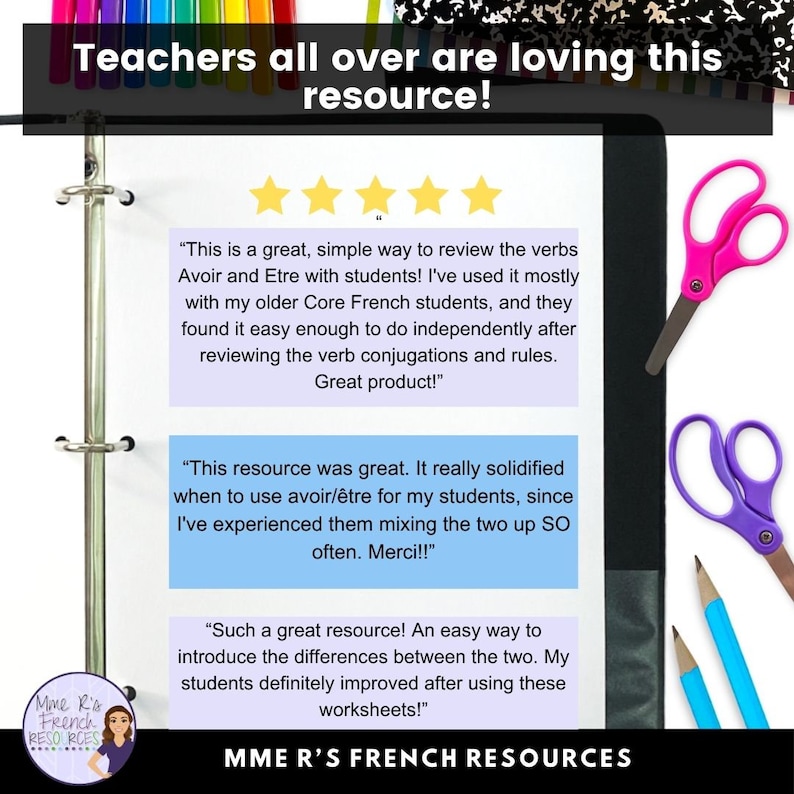 French Worksheets: Avoir & être Present Tense French Verb Conjugation ...