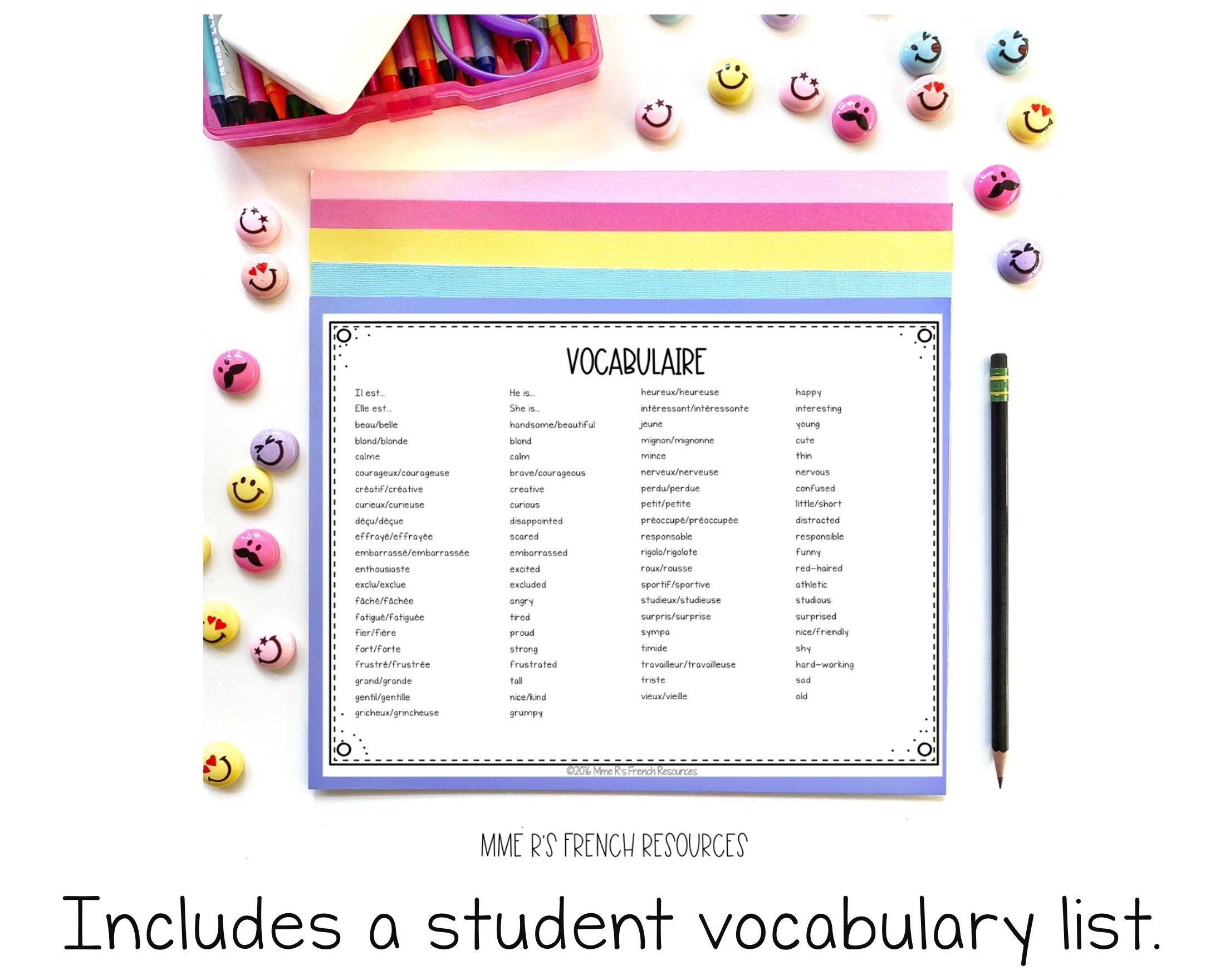 French Word Wall, Adjectives Vocabulary, French Classroom Decor ...