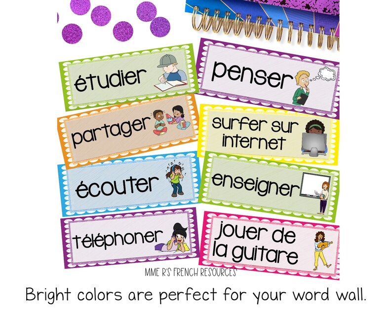 French ER Verbs Word Wall, Classroom Decor, Classroom Bulletin Board ...