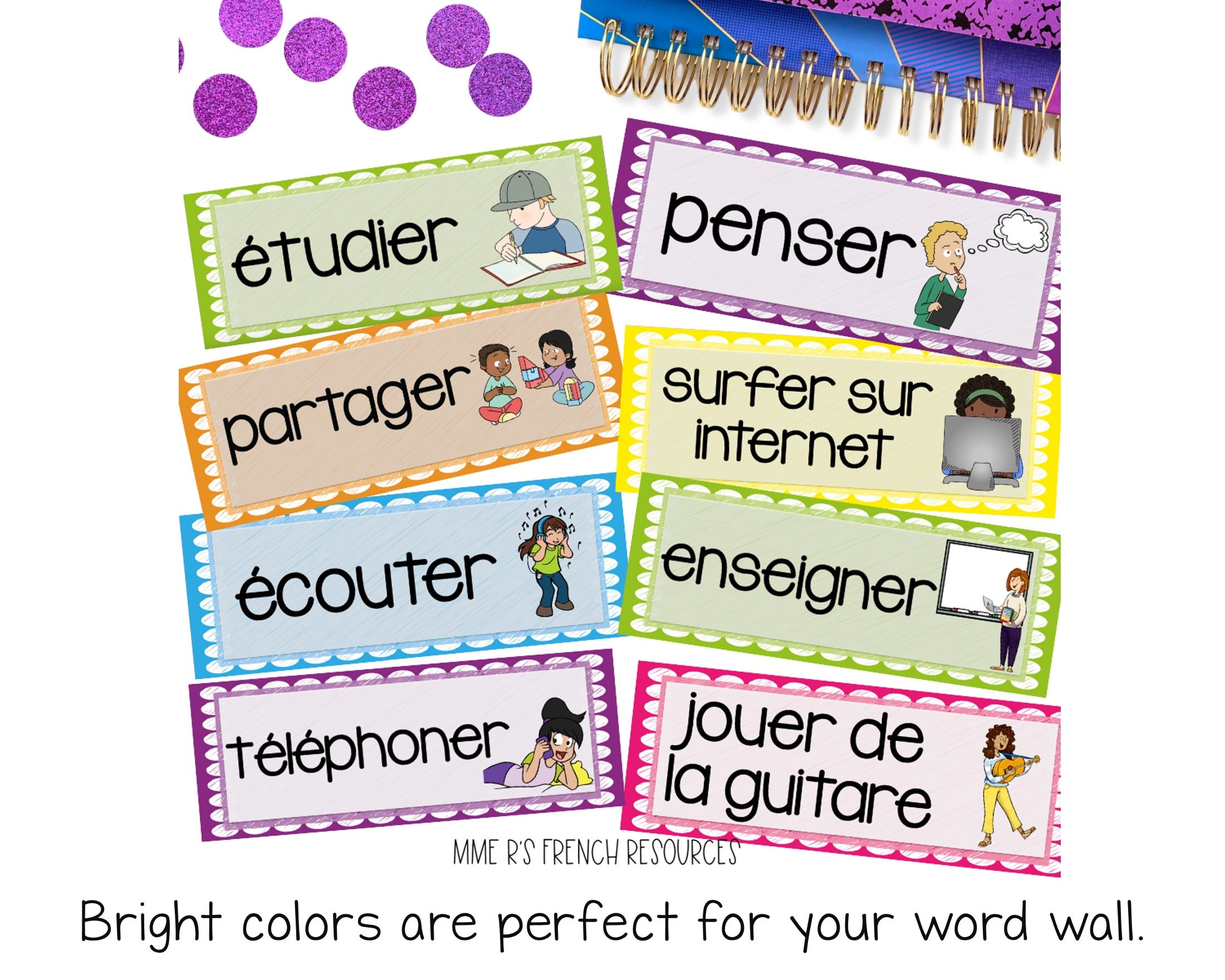 French ER Verbs Word Wall, Classroom Decor, Classroom Bulletin Board ...