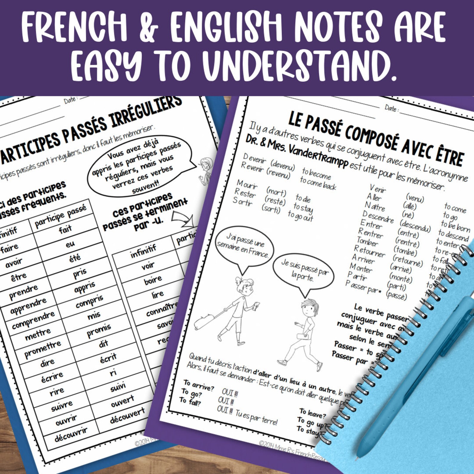 Passé Composé French Worksheets for French Verb Conjugation, French ...
