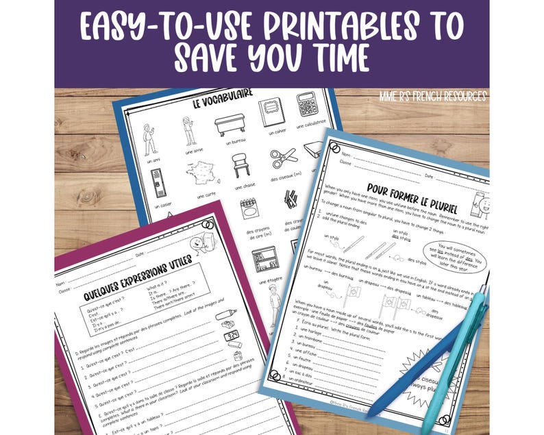 French School Supplies Worksheets for Beginning French Students - Etsy