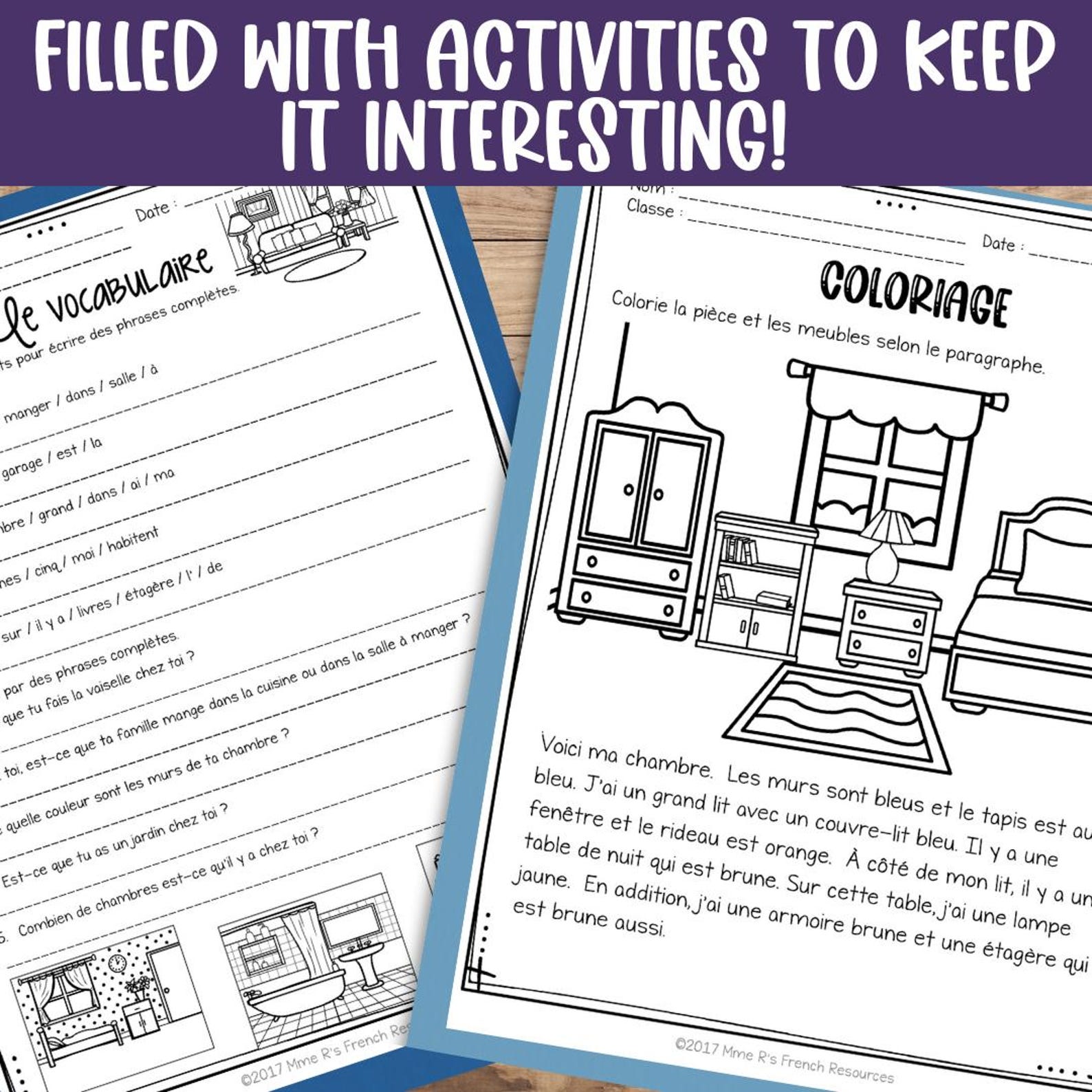 French House Vocabulary Worksheets: Speaking & Writing Resource ...