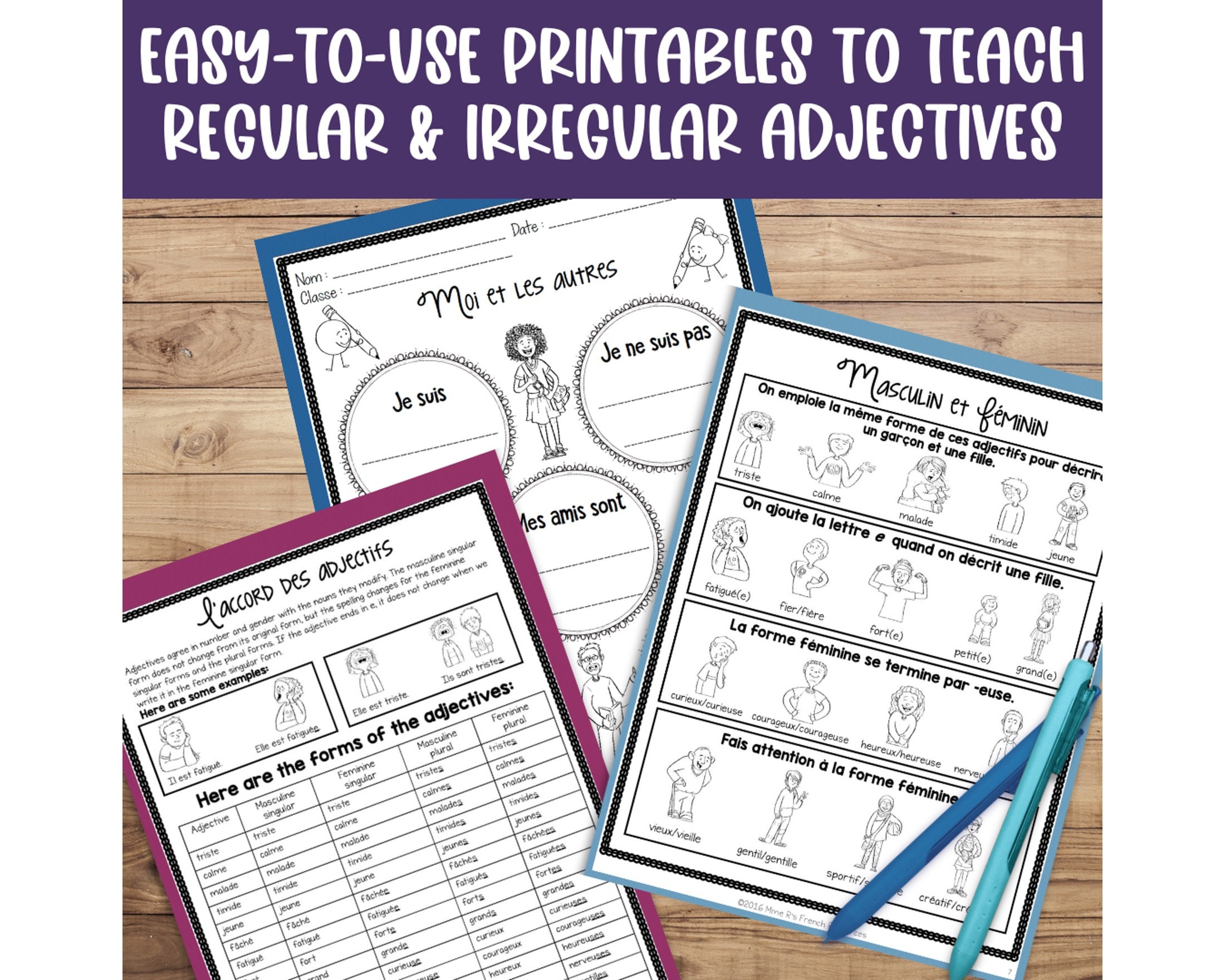 French Worksheets: French Adjectives Digital Resource, French Learning ...