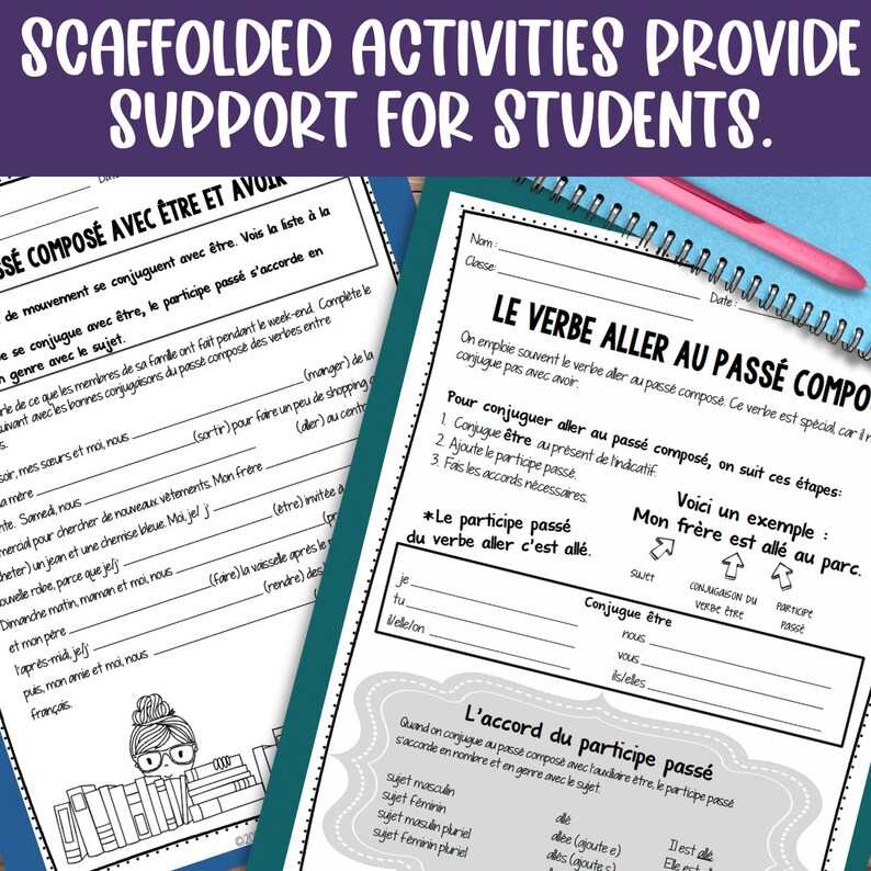 Passé Composé French Worksheets for French Verb Conjugation, French ...