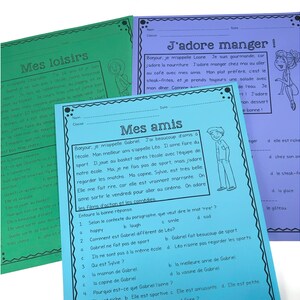French Reading Comprehension Activities French Texts for - Etsy