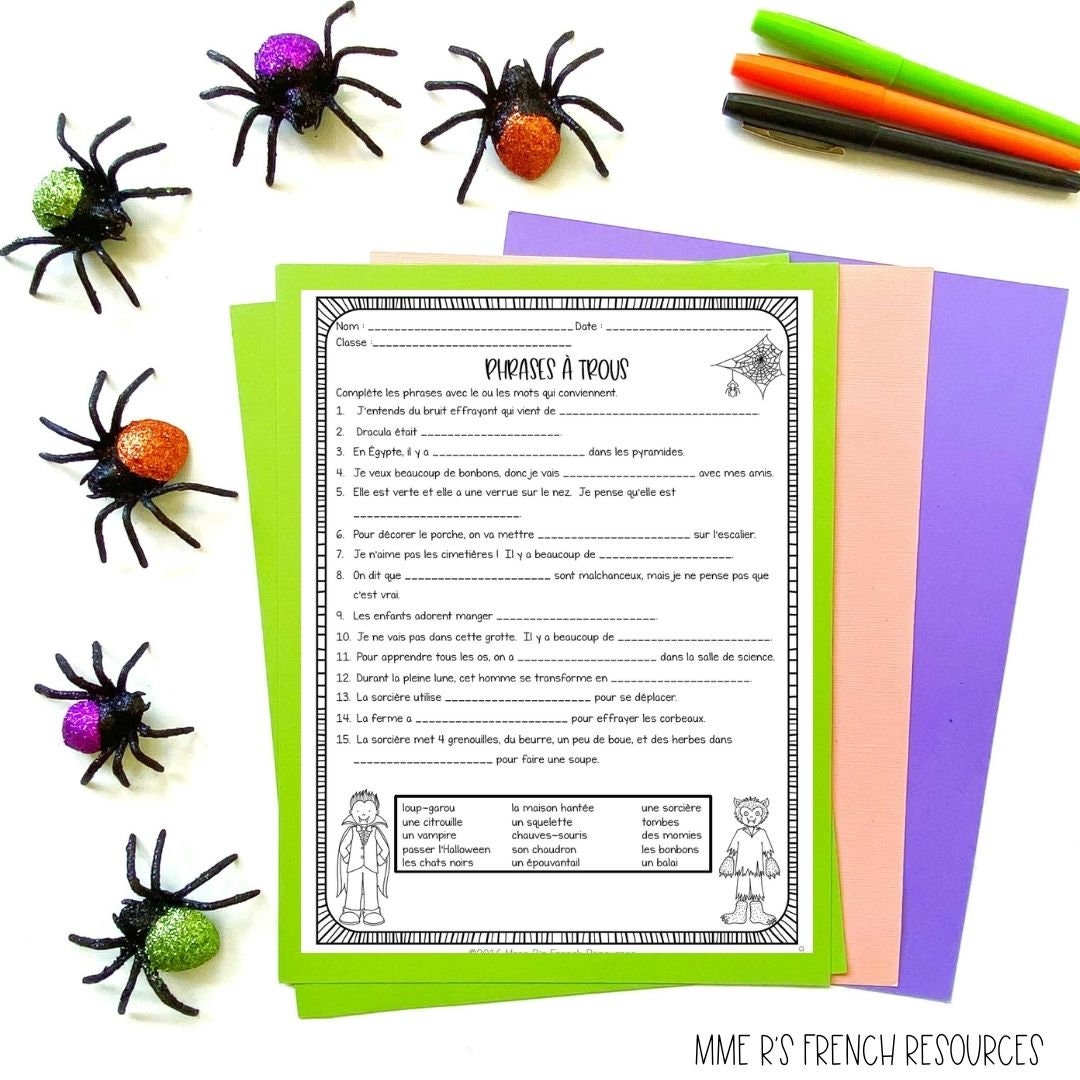 French Halloween Activity Pack: Vocabulary Worksheets & Puzzles (PDF ...